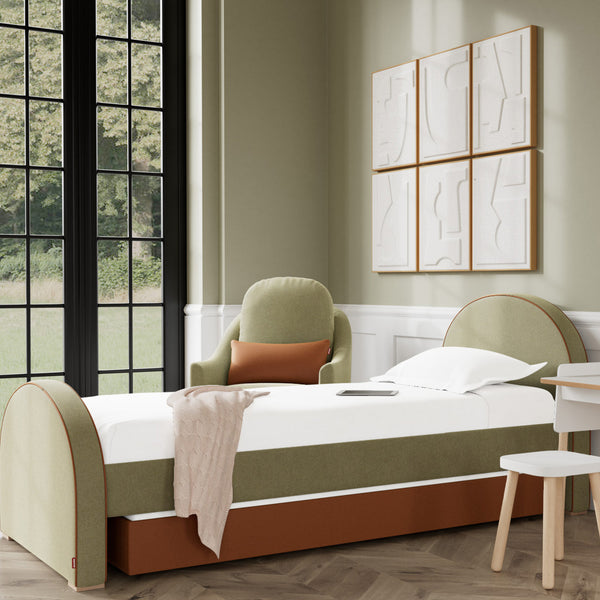 Luna Twin XL Bed by Monte | Arched Upholstered XL Size Beds